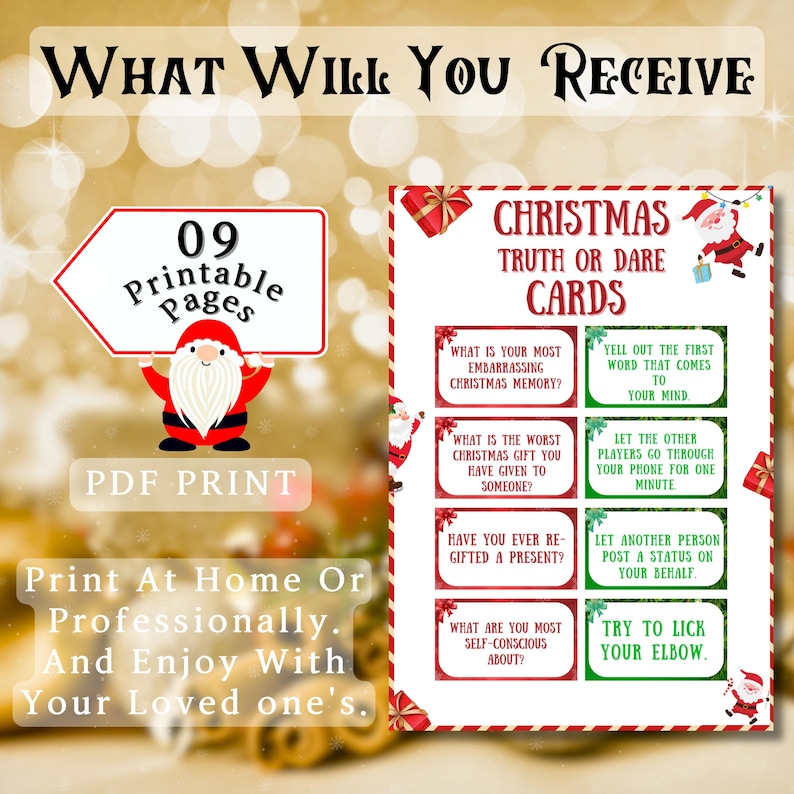 Christmas Truth or Dare, Christmas Holiday Party Game, Christmas Game ...