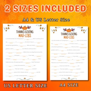 Thanksgiving Mad Libs | Fall Story Fill-in-the-blanks Game | Fun ...