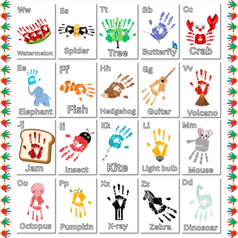 Alphabet Handprint Art Bundle, Handprint Alphabet Book Template ...