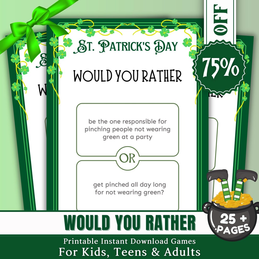 St. Patrick's Day Would You Rather Game | Fun St. Paddy's Day Party ...