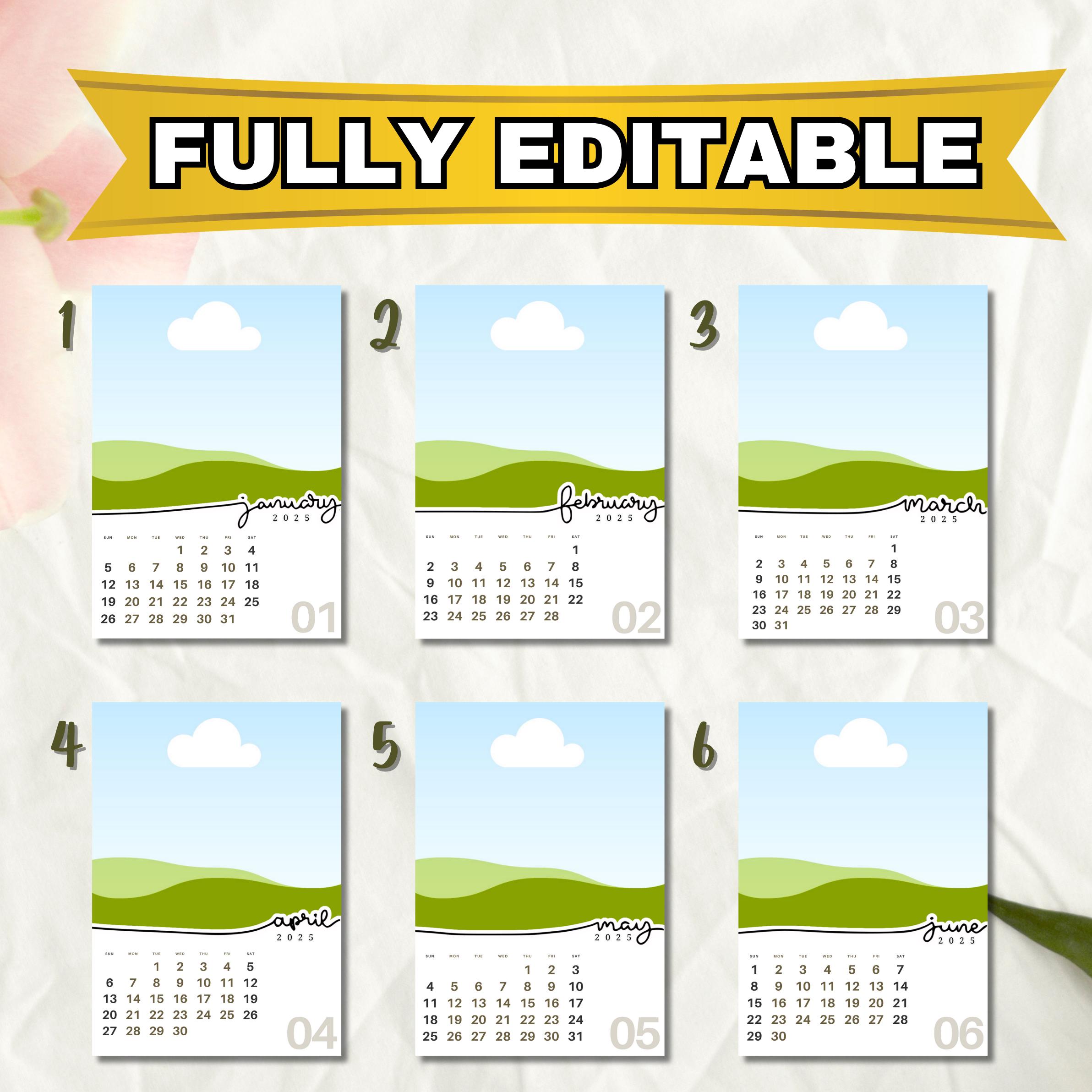 Editable 2025 Calendar Templates | Fully Editable for Free in Canva ...