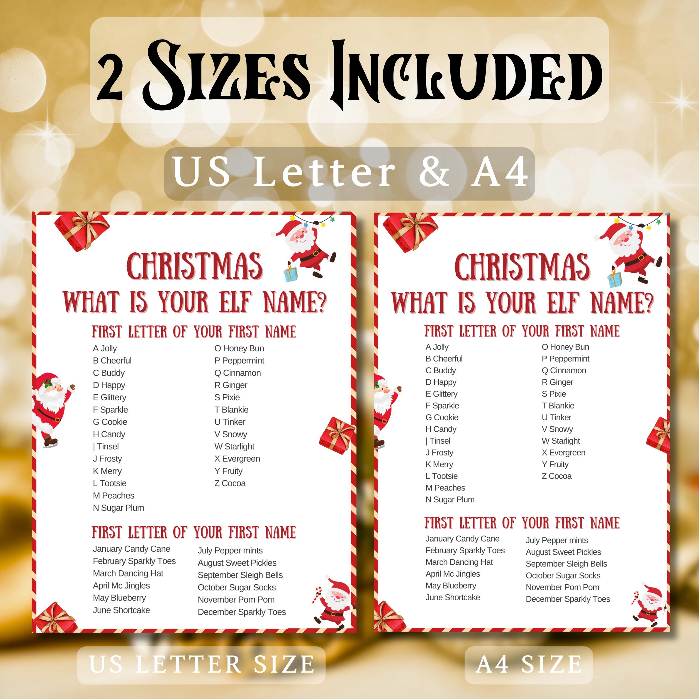 What's Your Elf Name, Christmas Dinner Game, Printable Game for ...