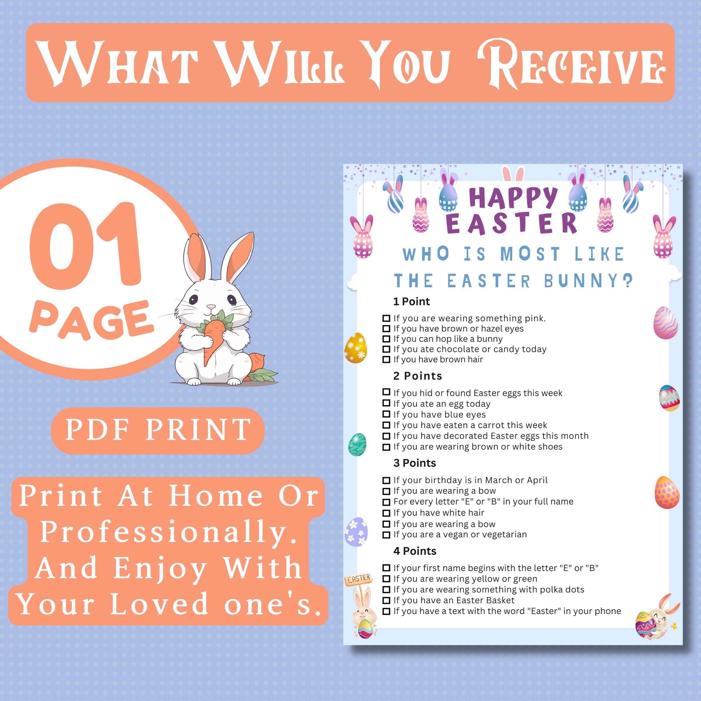 Who is Most Like the Easter Bunny? | Fun Easter Party Game | Printable ...