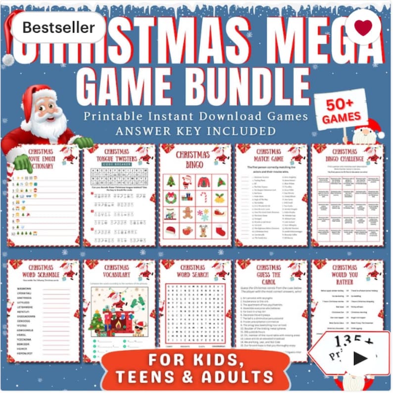 Christmas Mega Game Bundle | Printable Christmas Games for Kids and ...