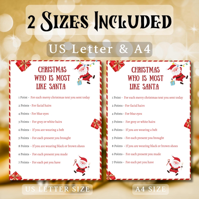 Who is Most Like Santa Game, Christmas Festive Printable Santa Game for ...
