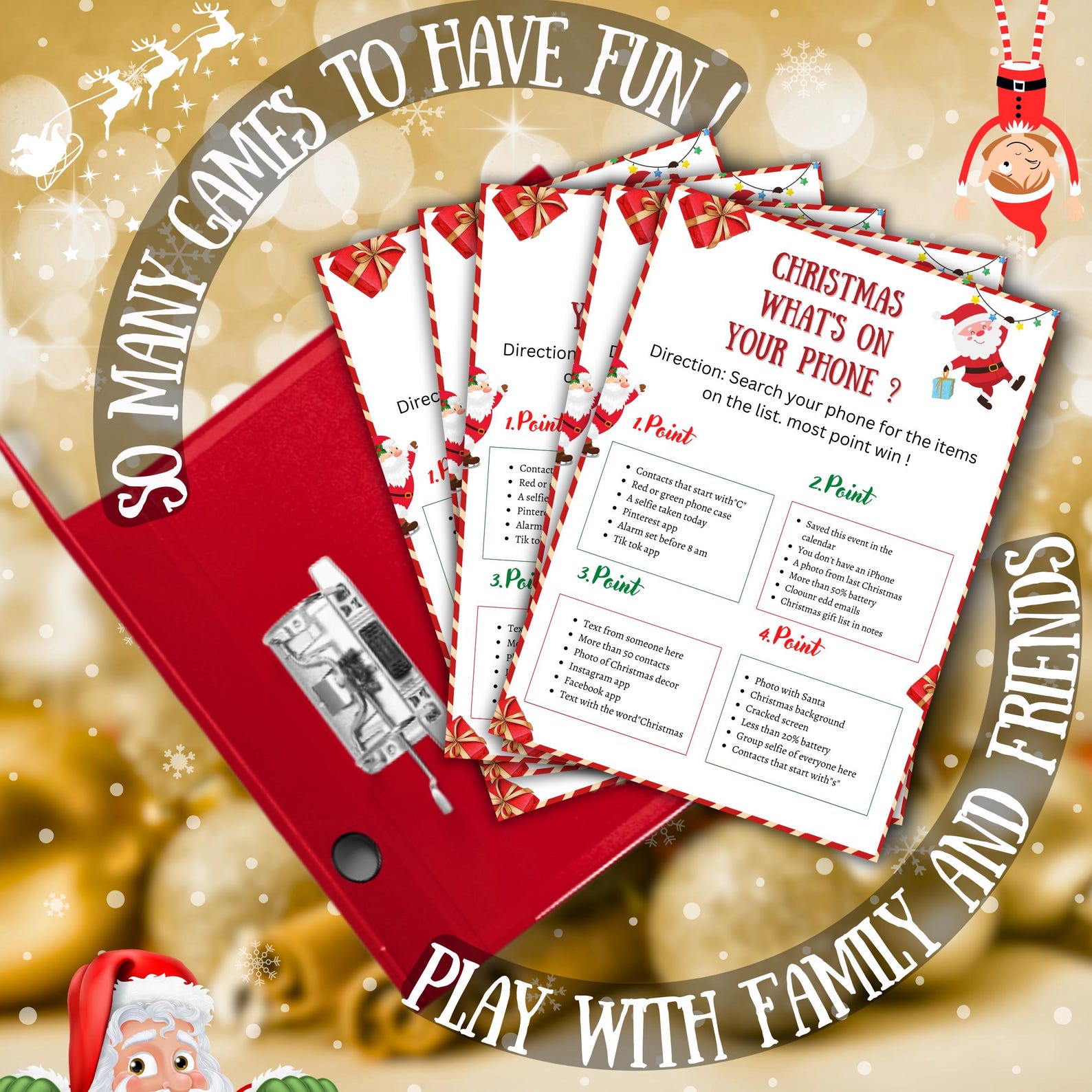 Christmas What's on Your Phone, Christmas Printable Festive Party Game ...
