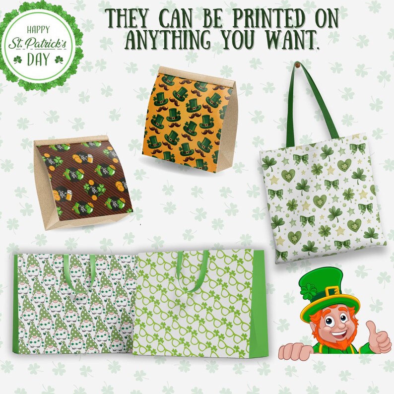 St Patricks Digital Paper Pack - Printable Graphic Design Patterns ...