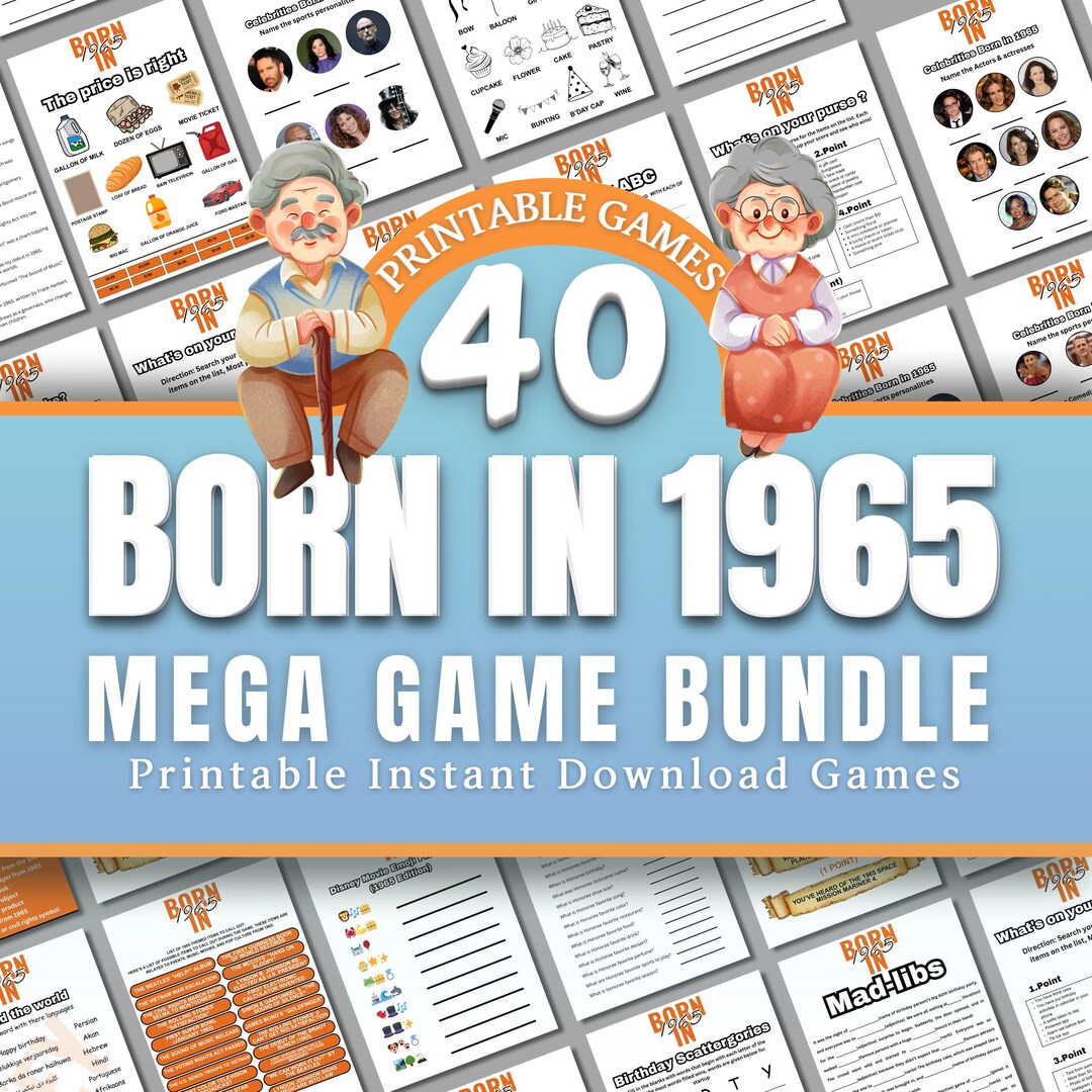60th Birthday Party Game Bundle | Born in 1965 Games | 40+ Fun ...