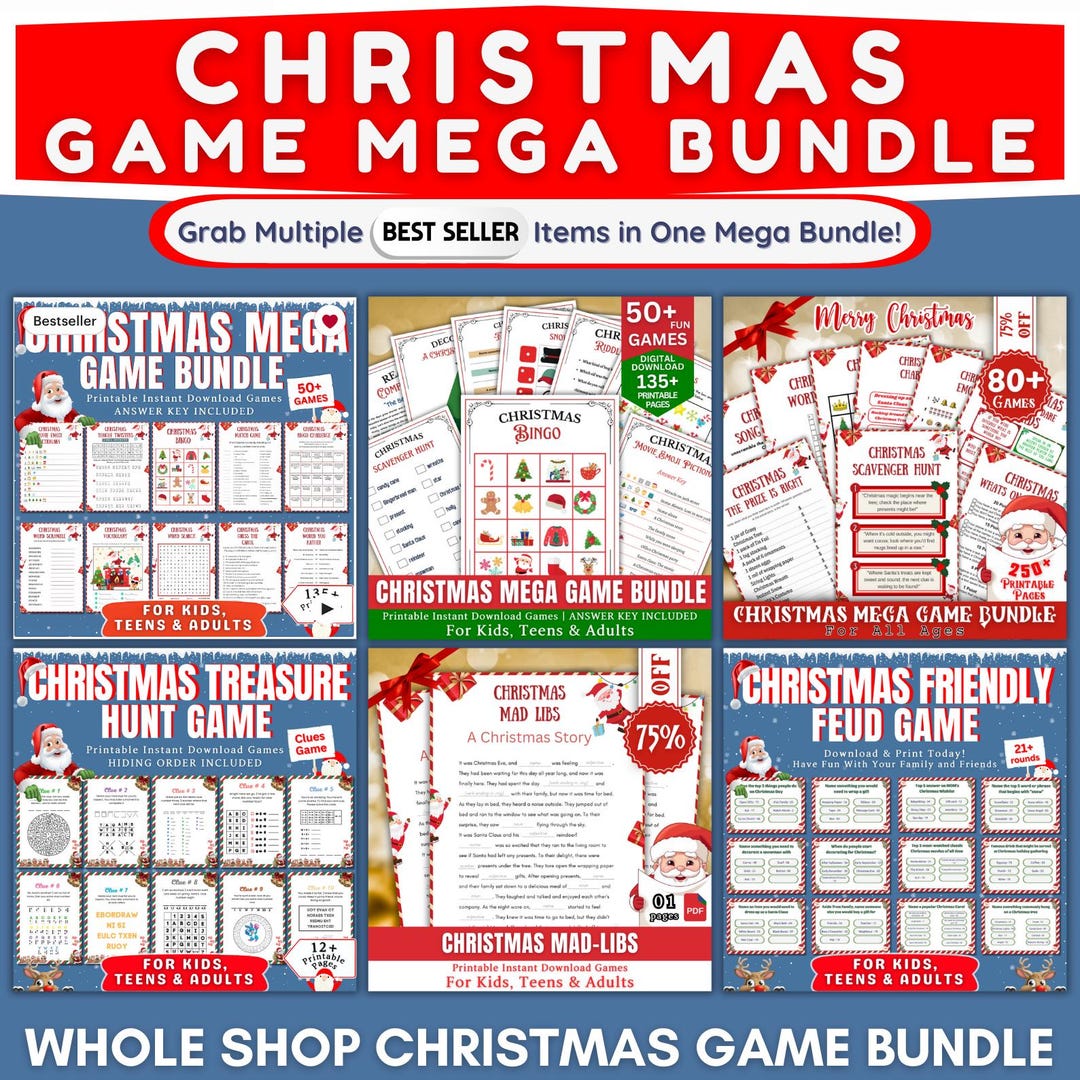 Christmas Mega Game Bundle | Printable Christmas Games for Kids and ...