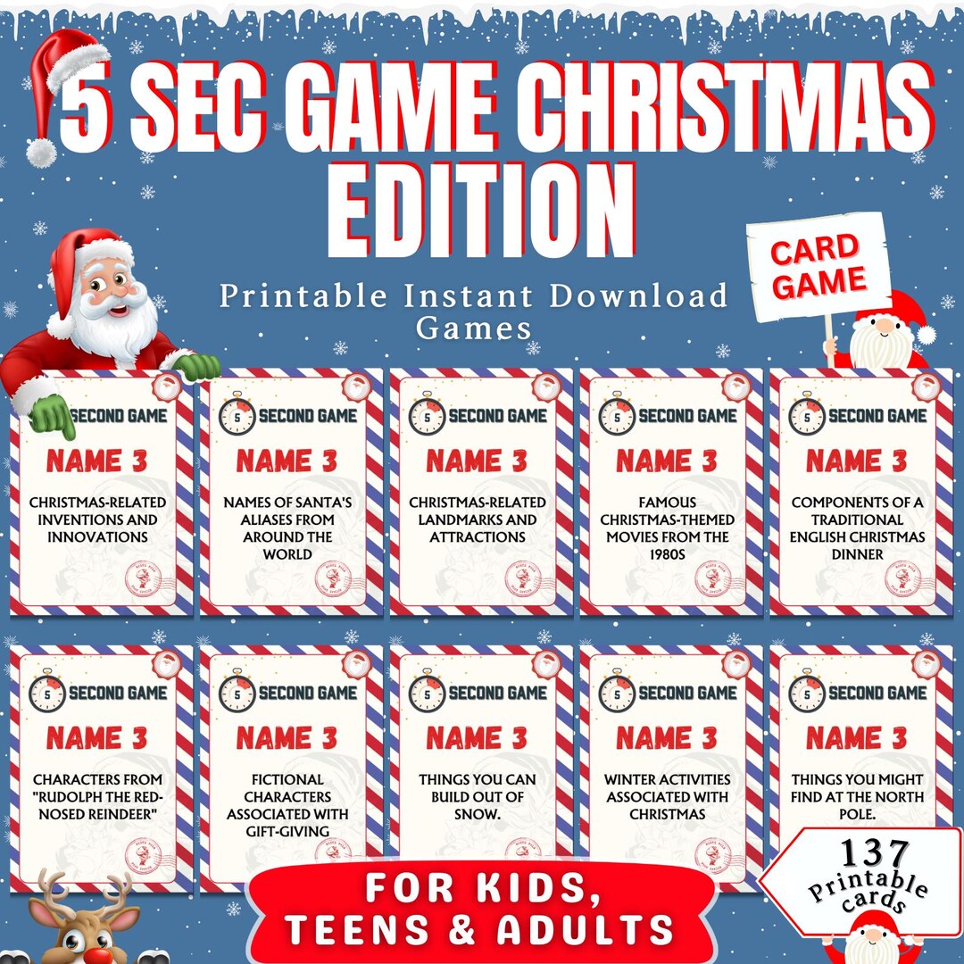 Christmas 5 Sec Game, Christmas Activity for Kids & Adults, Fun ...
