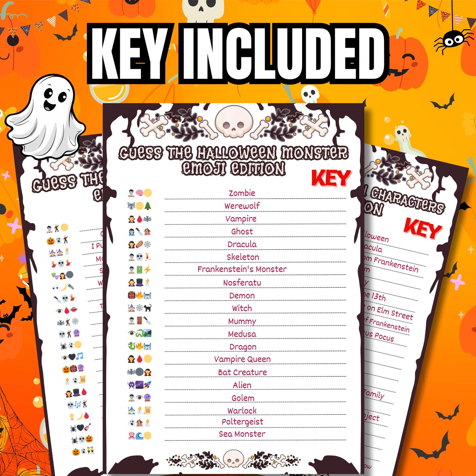 Halloween Emoji Pictionary Game | Horror Movies, Songs (digital ...