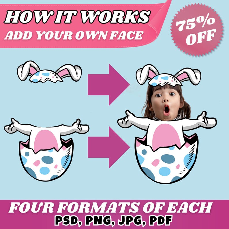 Easter Face Cutout Clipart | Add Your Own Photo | 285+ PNG & PSD Files ...