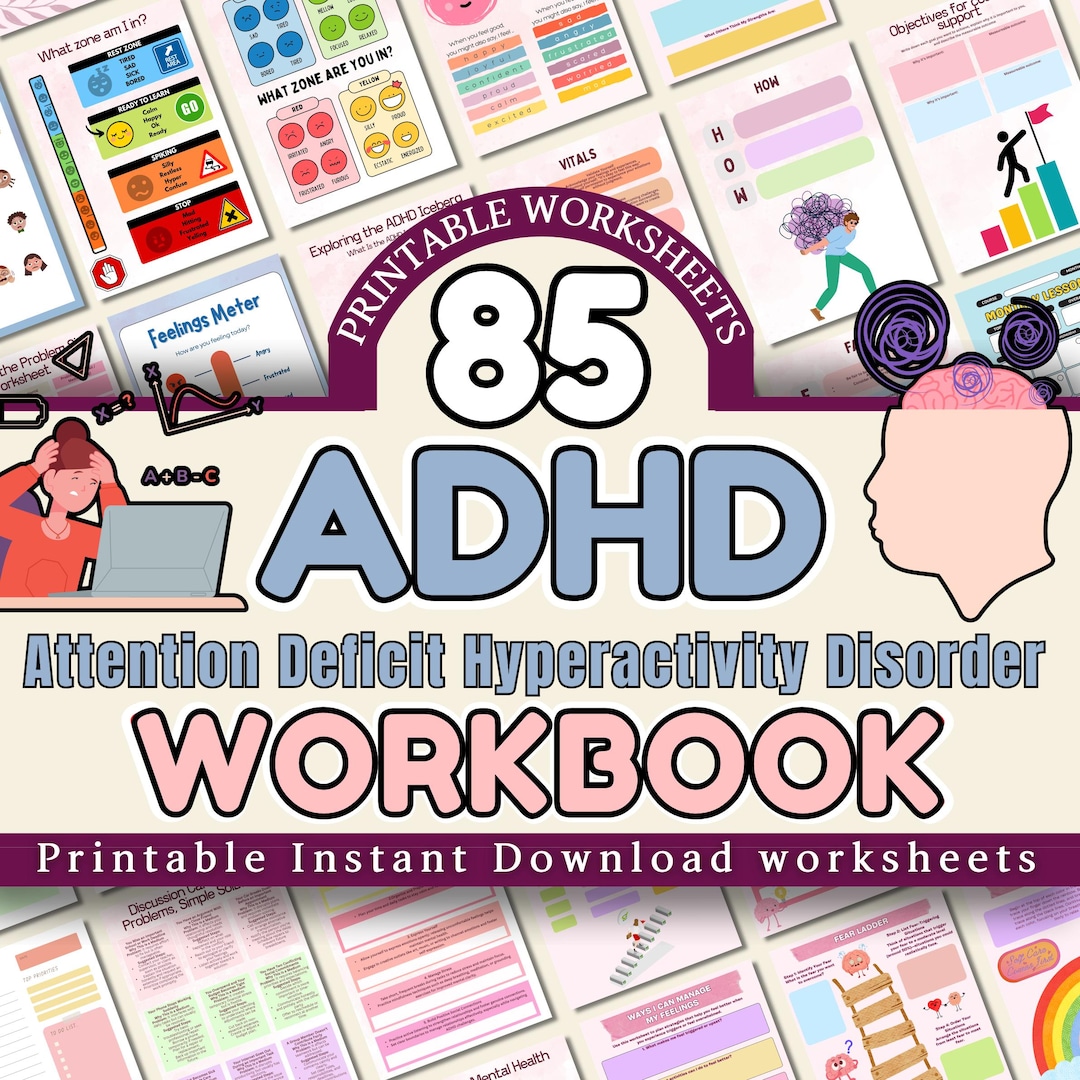 ADHD Workbook Printable Bundle, Emotional Regulation Worksheets (A4/US ...