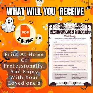 Halloween Idioms Game | Fun Matching | Gap Fill Activities | Printable ...