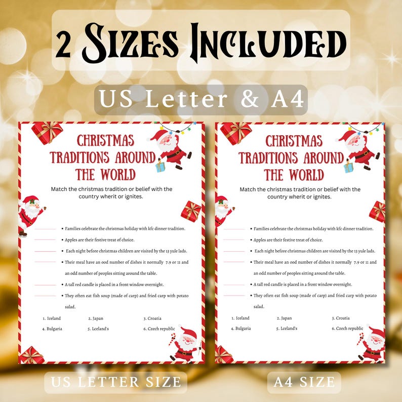 Christmas Around the World Game, Christmas Printable Game for Kids ...