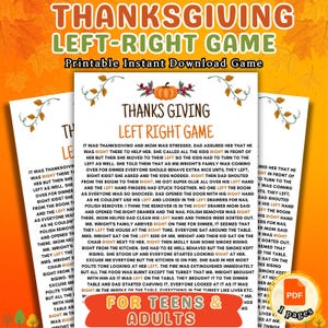Thanksgiving Left Right Game, Thanksgiving Games, Friendsgiving Games ...