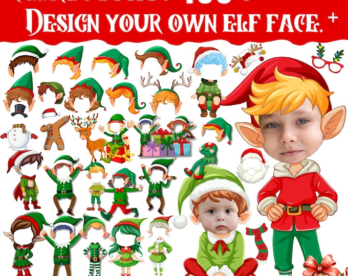 Christmas Add Your Own Photo Face, DIY Elf Yourself PNG Bundle, Elf ...