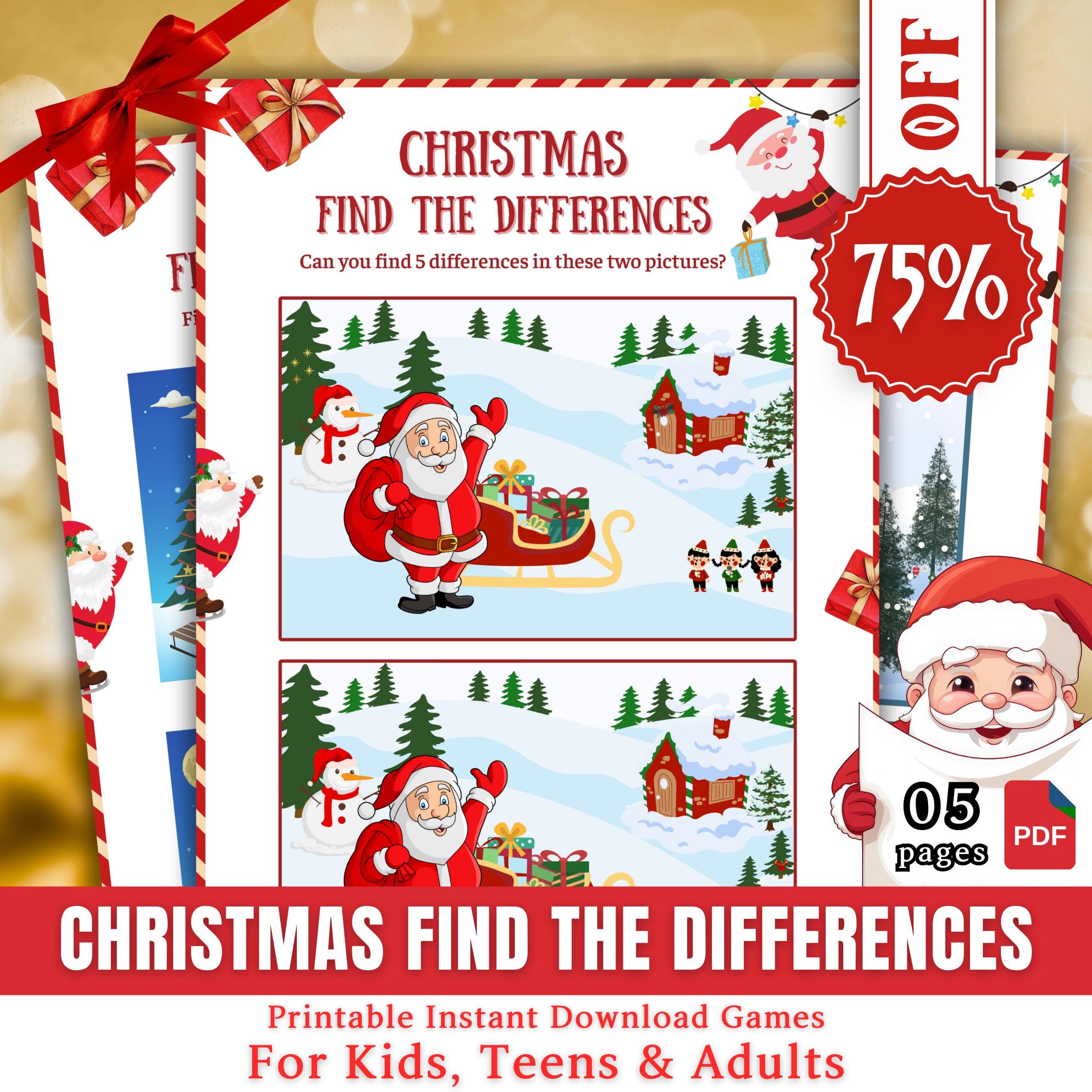 Christmas Find the Difference Game, Christmas Spot the Difference ...