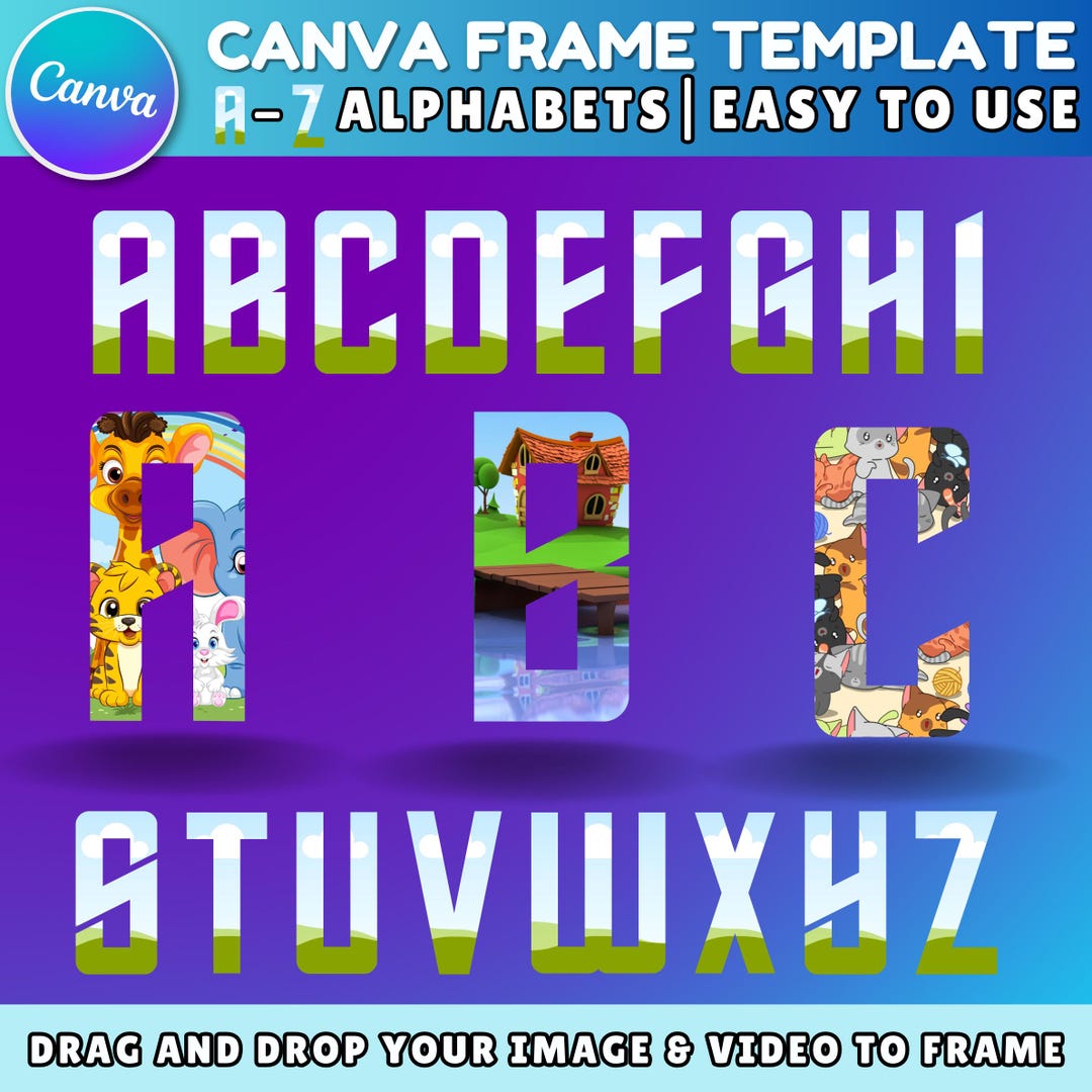 Editable Canva Doodle Alphabet & Numbers | Uppercase Frame Letters ...