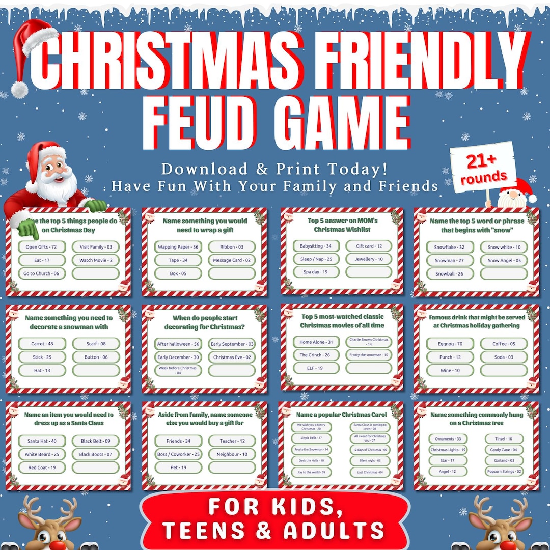 Christmas Friendly Feud, Printable Family Feud, Fun Feud Game, Family ...