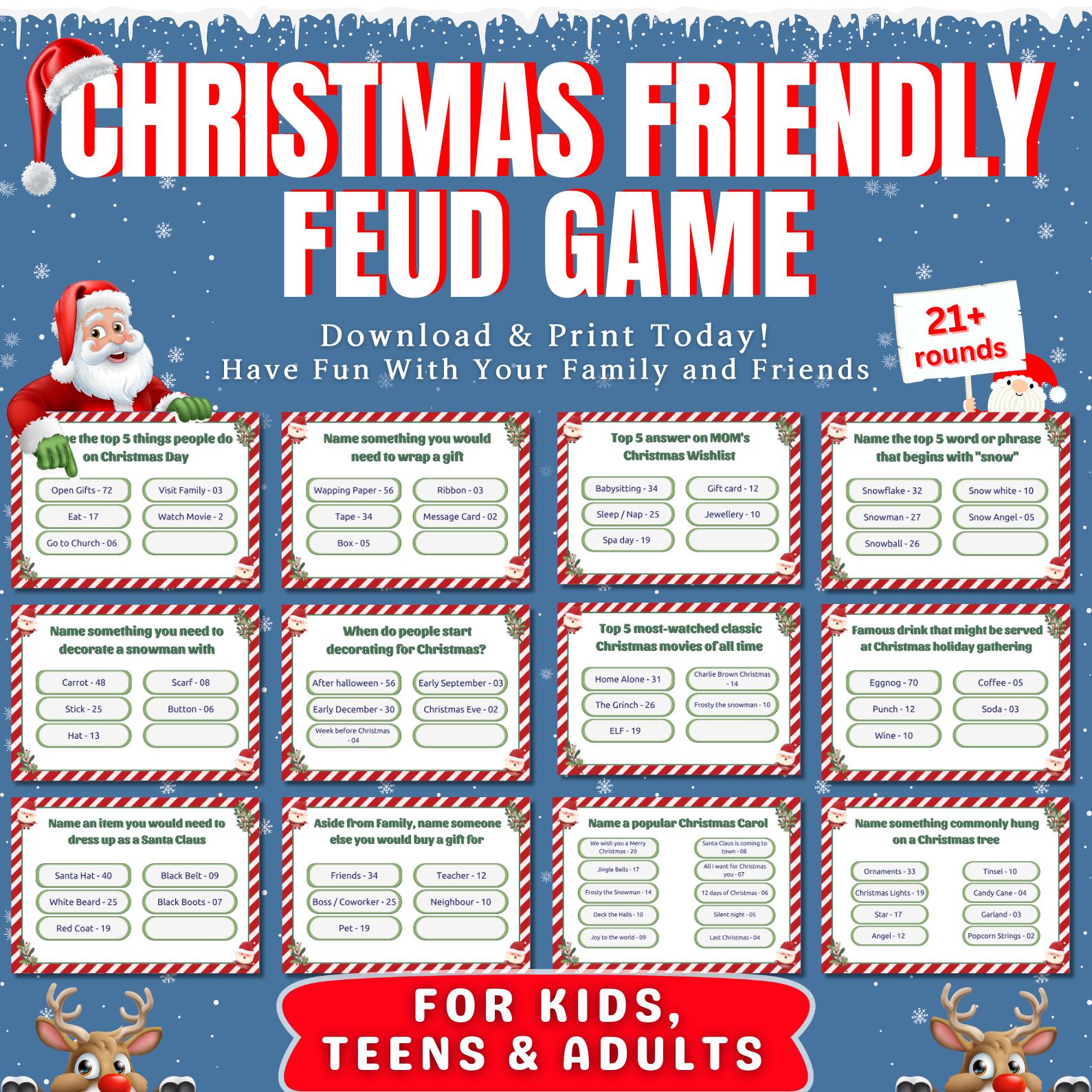 Christmas Friendly Feud, Printable Family Feud, Fun Feud Game, Family ...