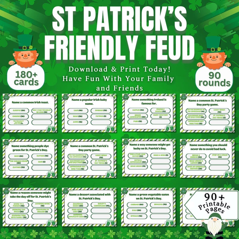 St. Patrick’s Day Family Feud Game, St. Patrick’s Day Trivia Feud, St ...