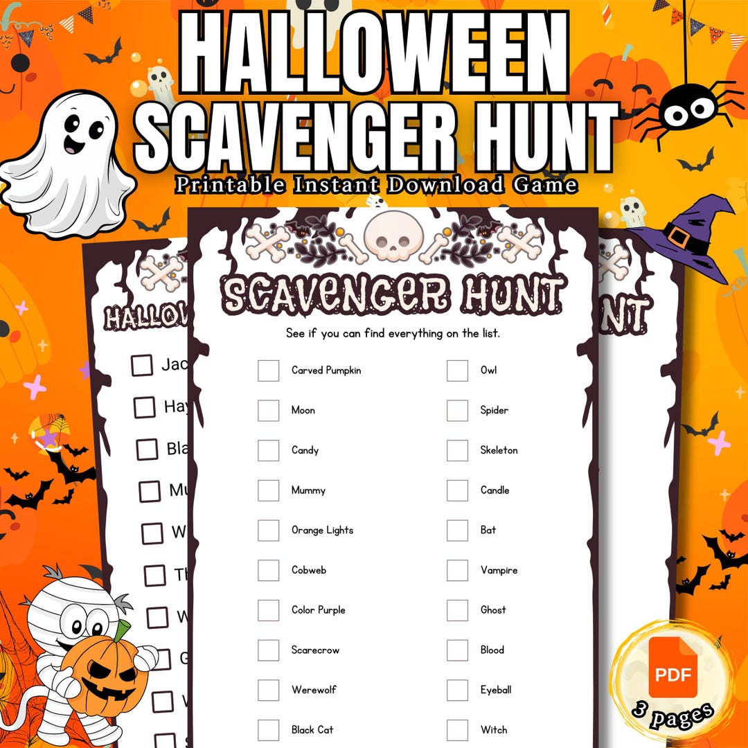 Halloween Scavenger Hunt Game | Fun Printable Activity for Kids ...
