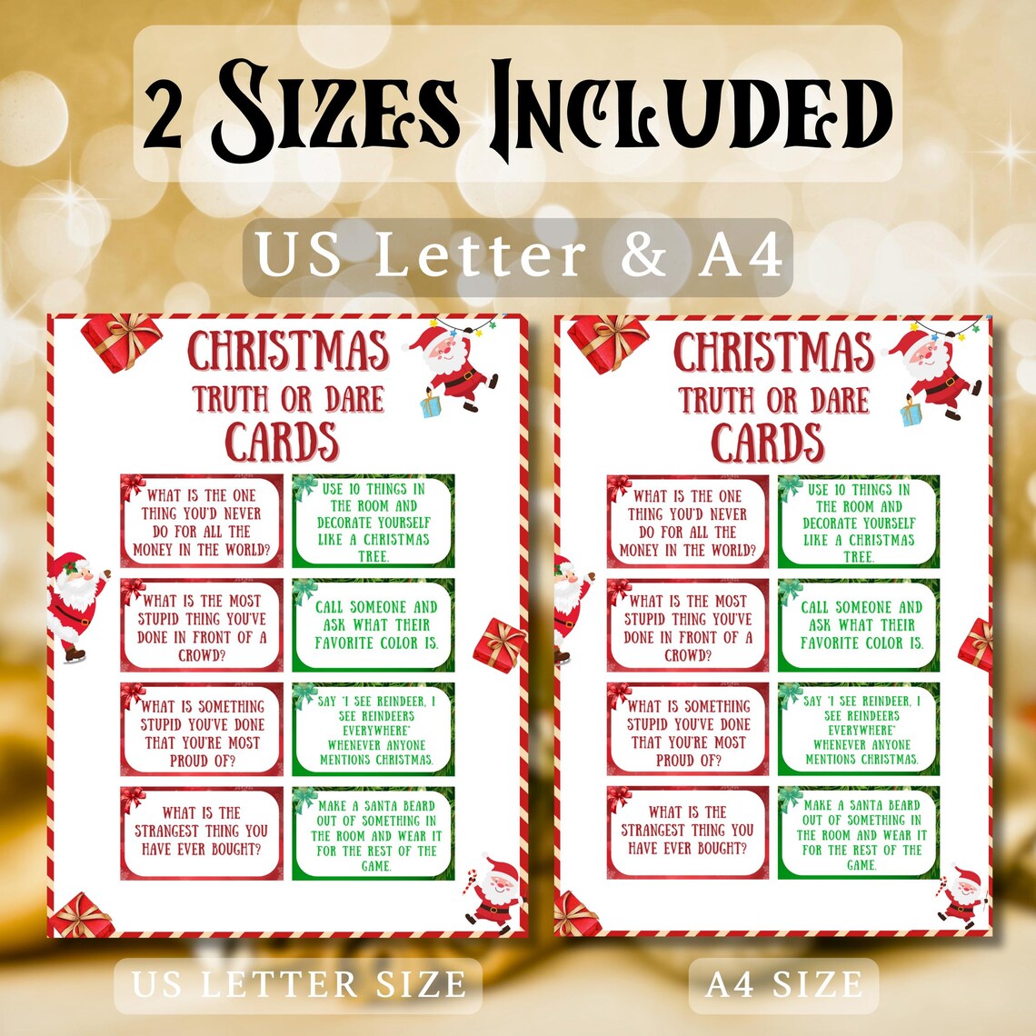 Christmas Truth or Dare, Christmas Holiday Party Game, Christmas Game ...