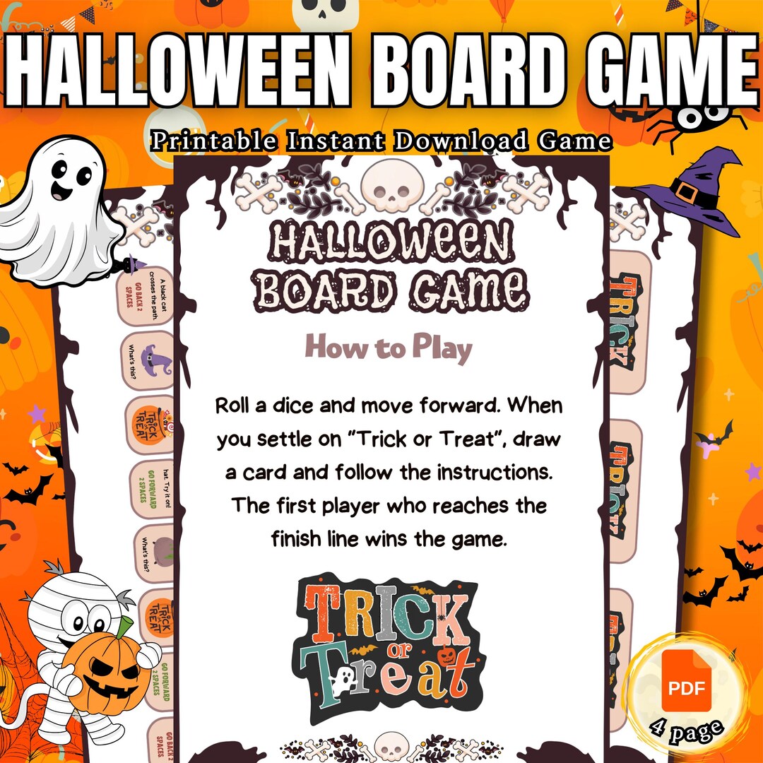 Halloween Board Game | Printable Spooky Fun | Dice-based Halloween ...
