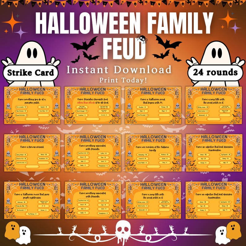 Halloween Family Feud, Printable Family Feud, Fun Feud Game, Group Game ...