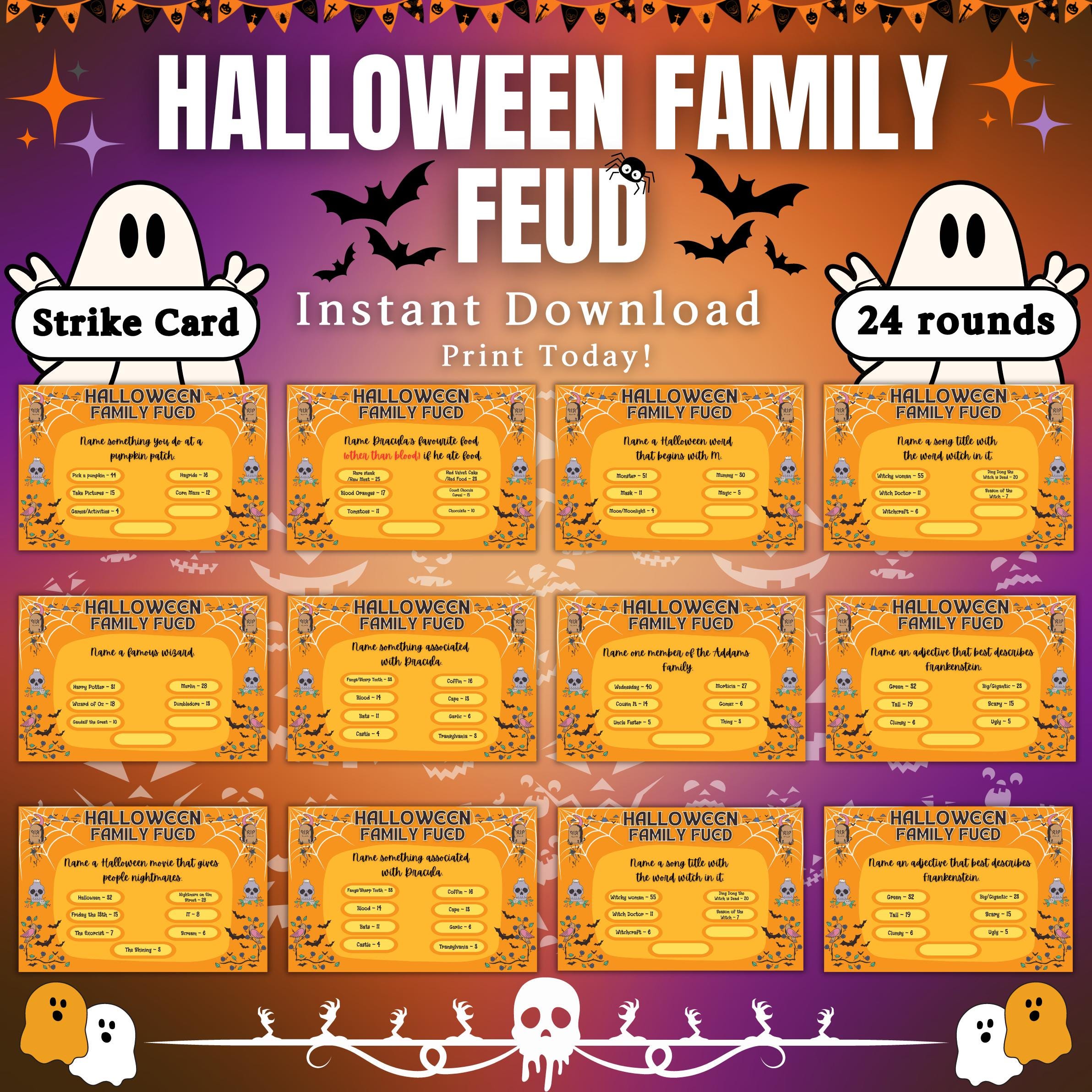 Halloween Family Feud, Printable Family Feud, Fun Feud Game, Group Game ...
