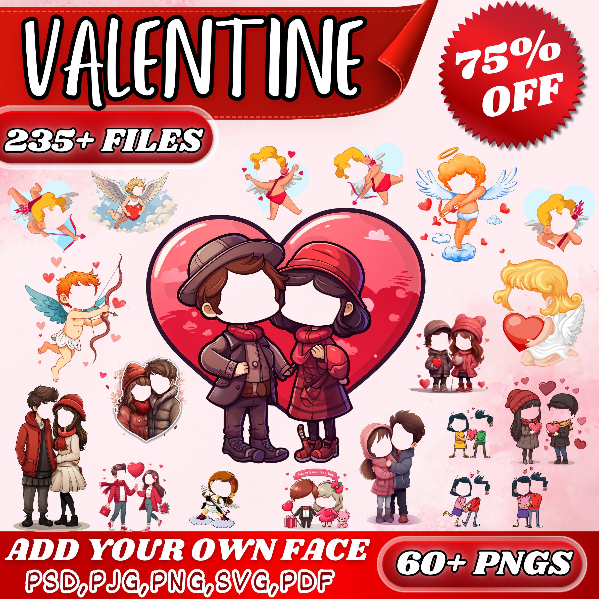 60+ Valentine Add Your Own Photo Face PNG Bundle | DIY Valentine Elf ...