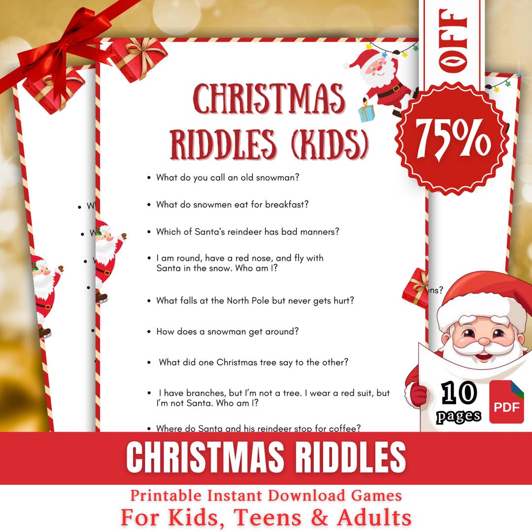 Christmas Riddle Game, Christmas Printable Game for Kids & Adults ...