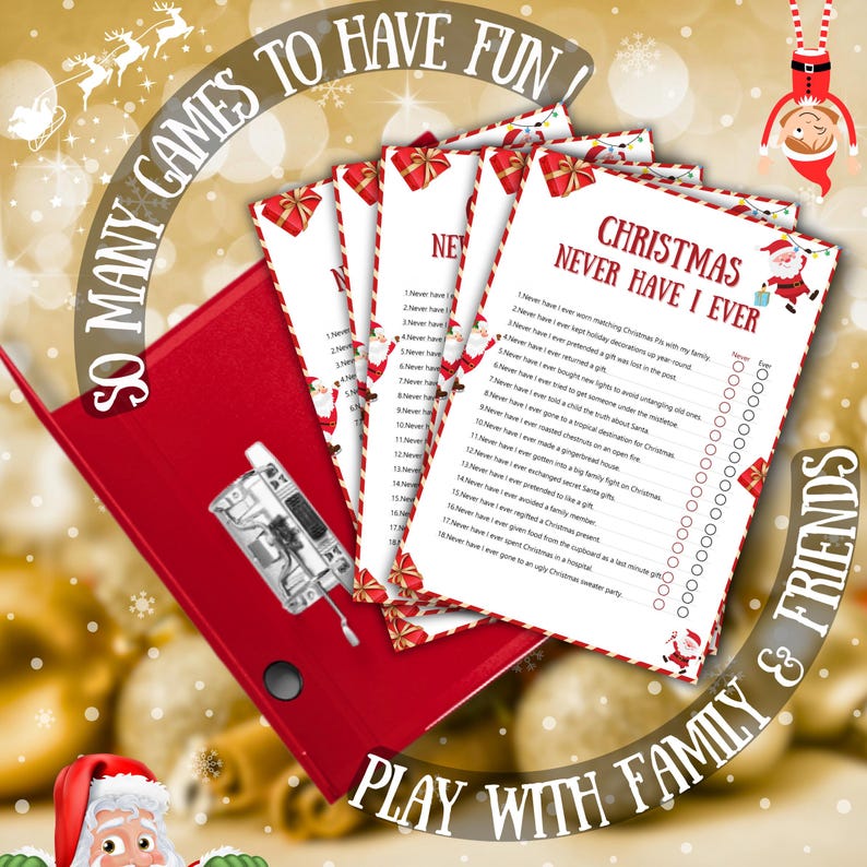 Never Have I Ever Christmas Game, Christmas Party Printable for Family ...