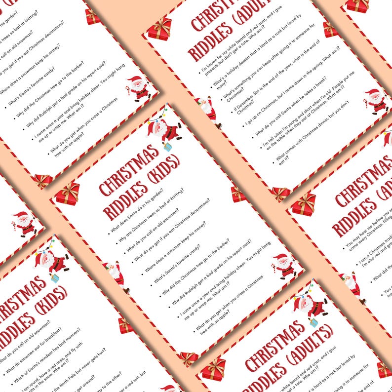Christmas Riddle Game, Christmas Printable Game for Kids & Adults ...