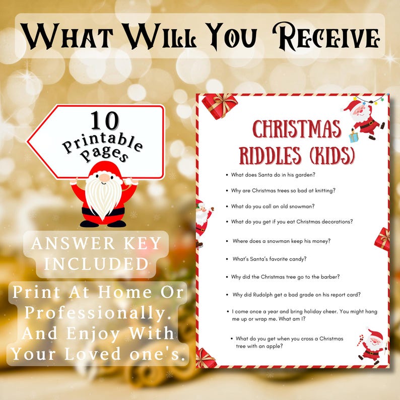 Christmas Riddle Game, Christmas Printable Game for Kids & Adults ...