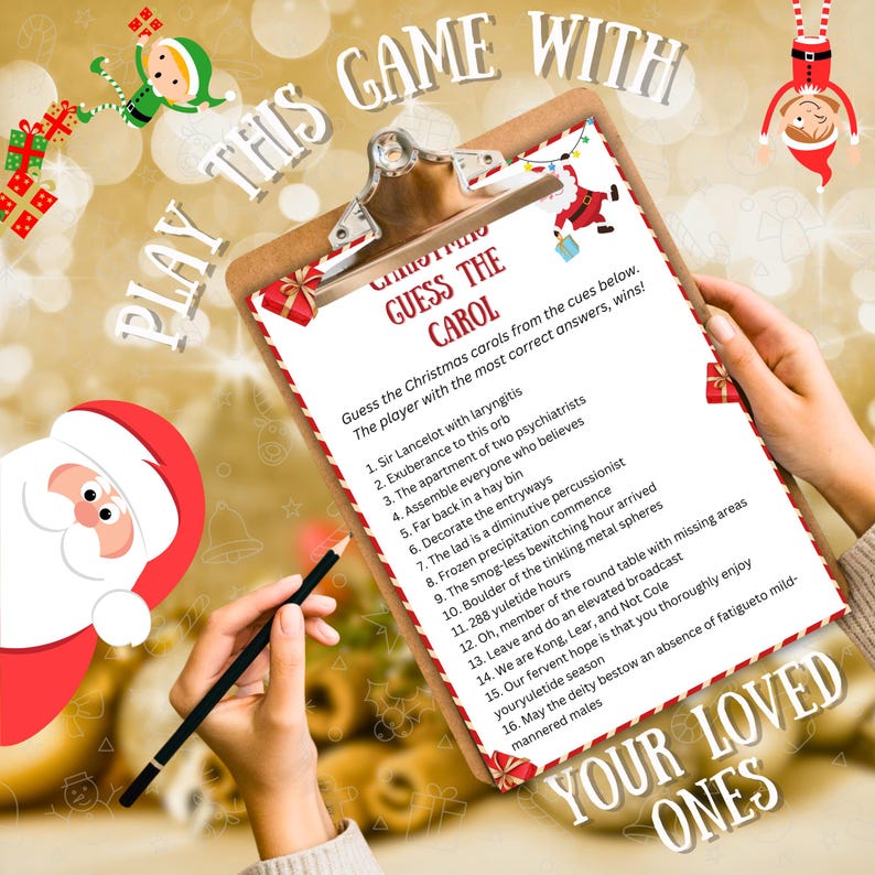 Christmas Guess the Carol Trivia, Christmas Party Printable Game, Kids ...