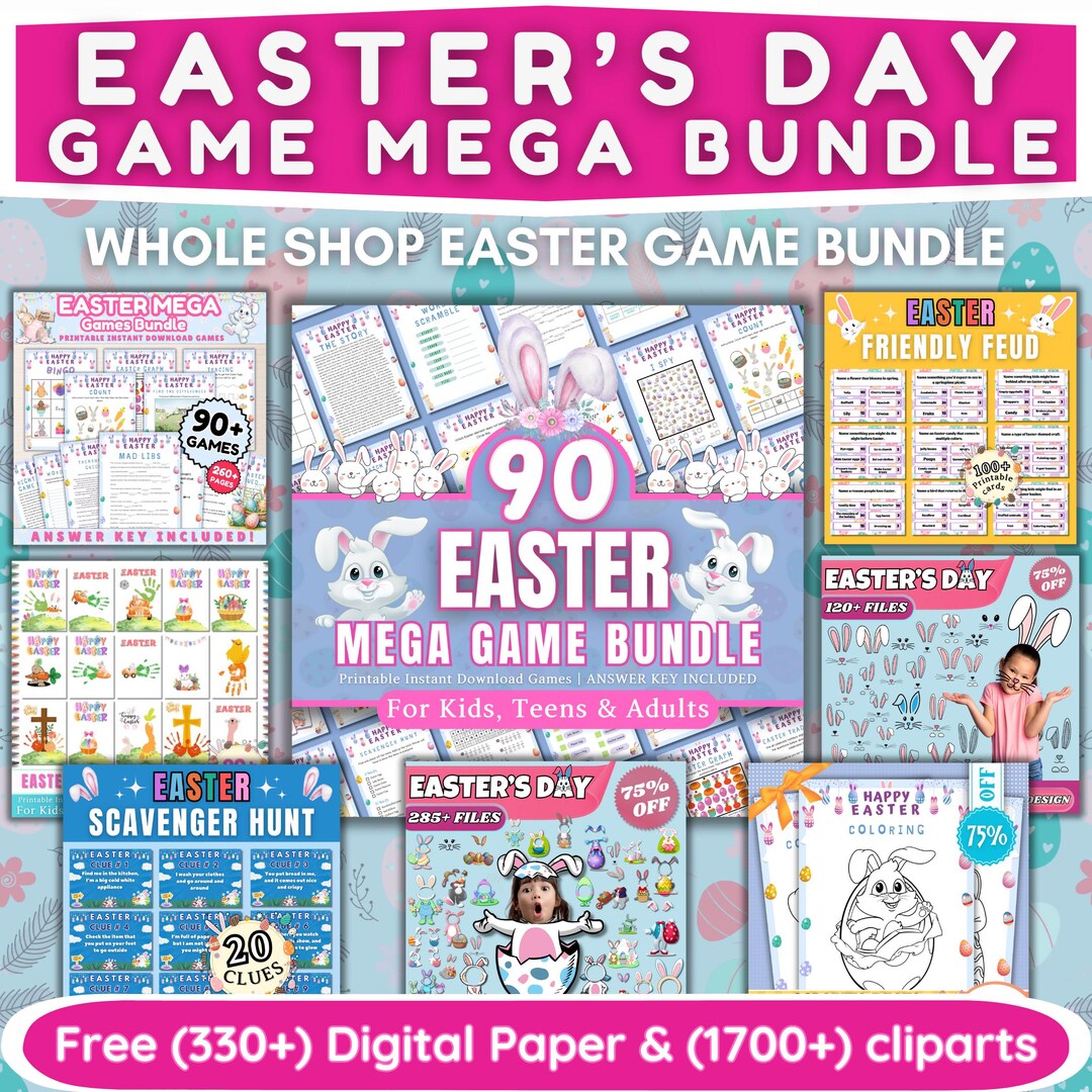Easter Mega Bundle | 90+ Printable Games | Activities | Scavenger Hunt ...