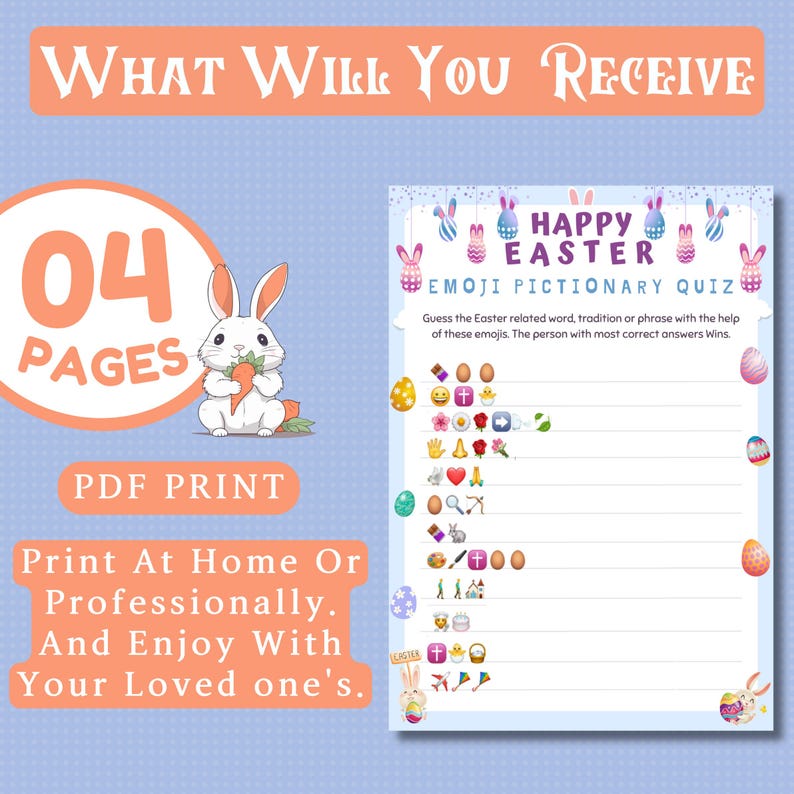 Easter Emoji Quiz | Fun Easter Pictionary Game | Printable Easter Party ...