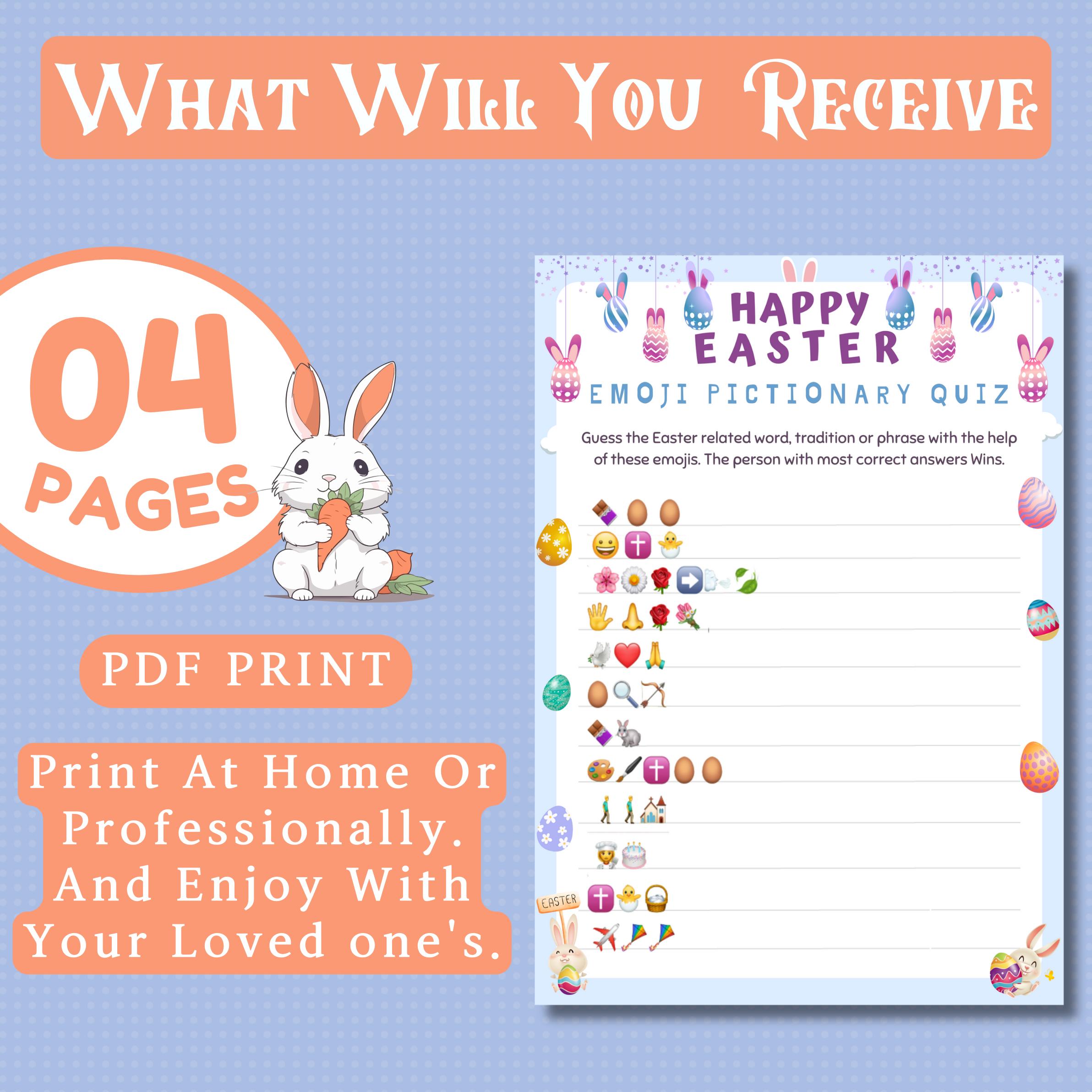 Easter Emoji Quiz | Fun Easter Pictionary Game | Printable Easter Party ...