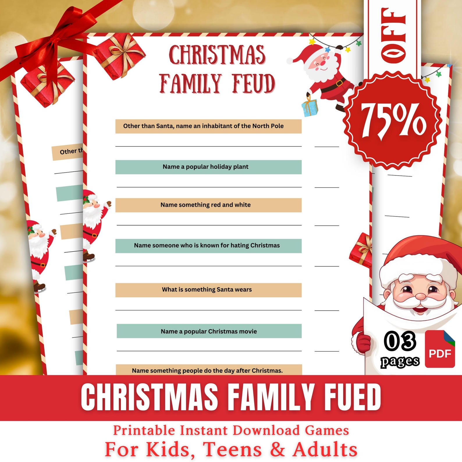 Christmas Family Feud, Printable Family Feud, Fun Feud Game, Family ...