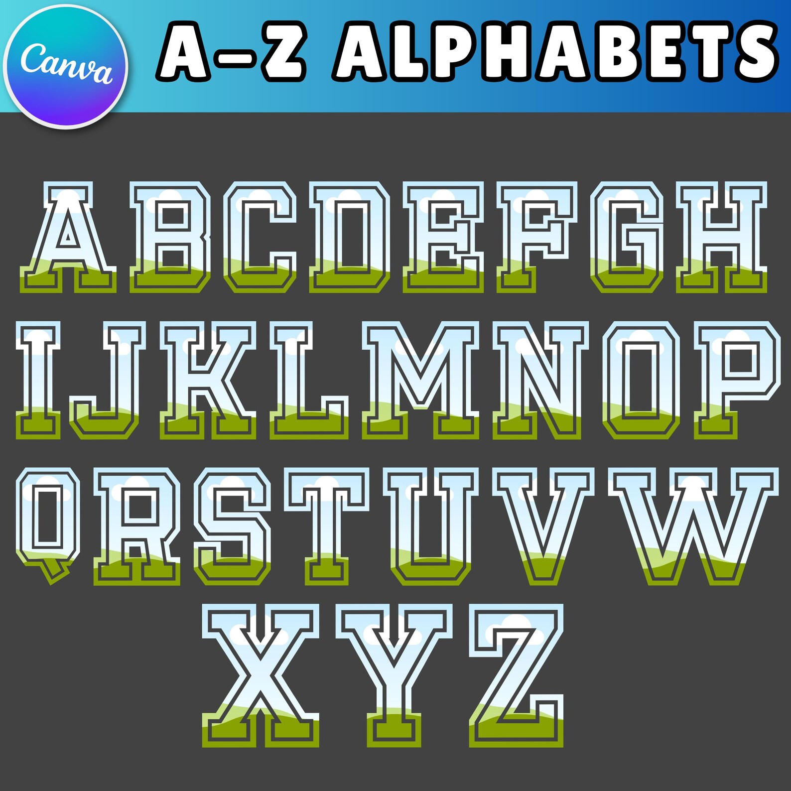 Doodle Alphabet Canva Template | Transparent Hand-drawn Letters ...