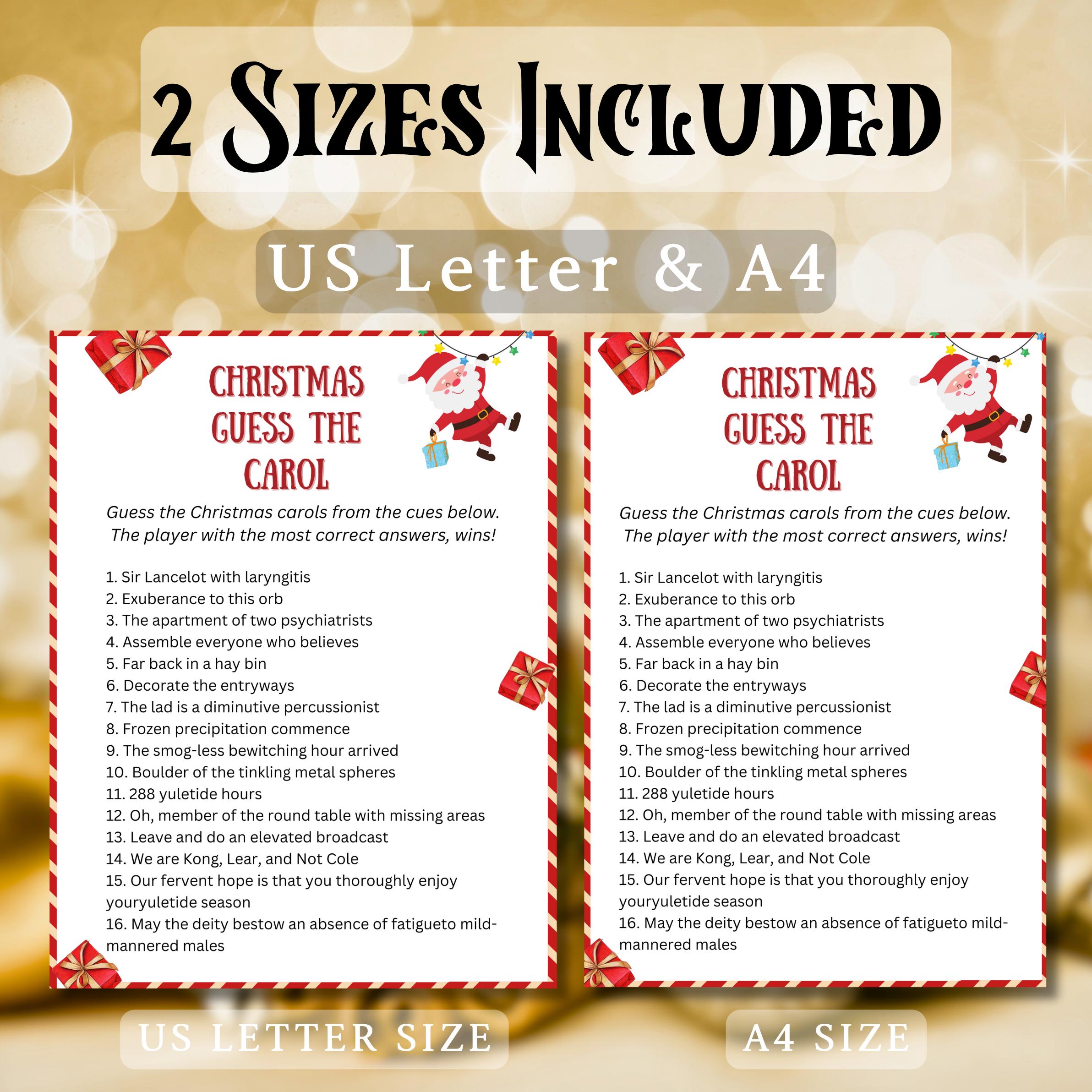 Christmas Guess the Carol Trivia, Christmas Party Printable Game, Kids ...