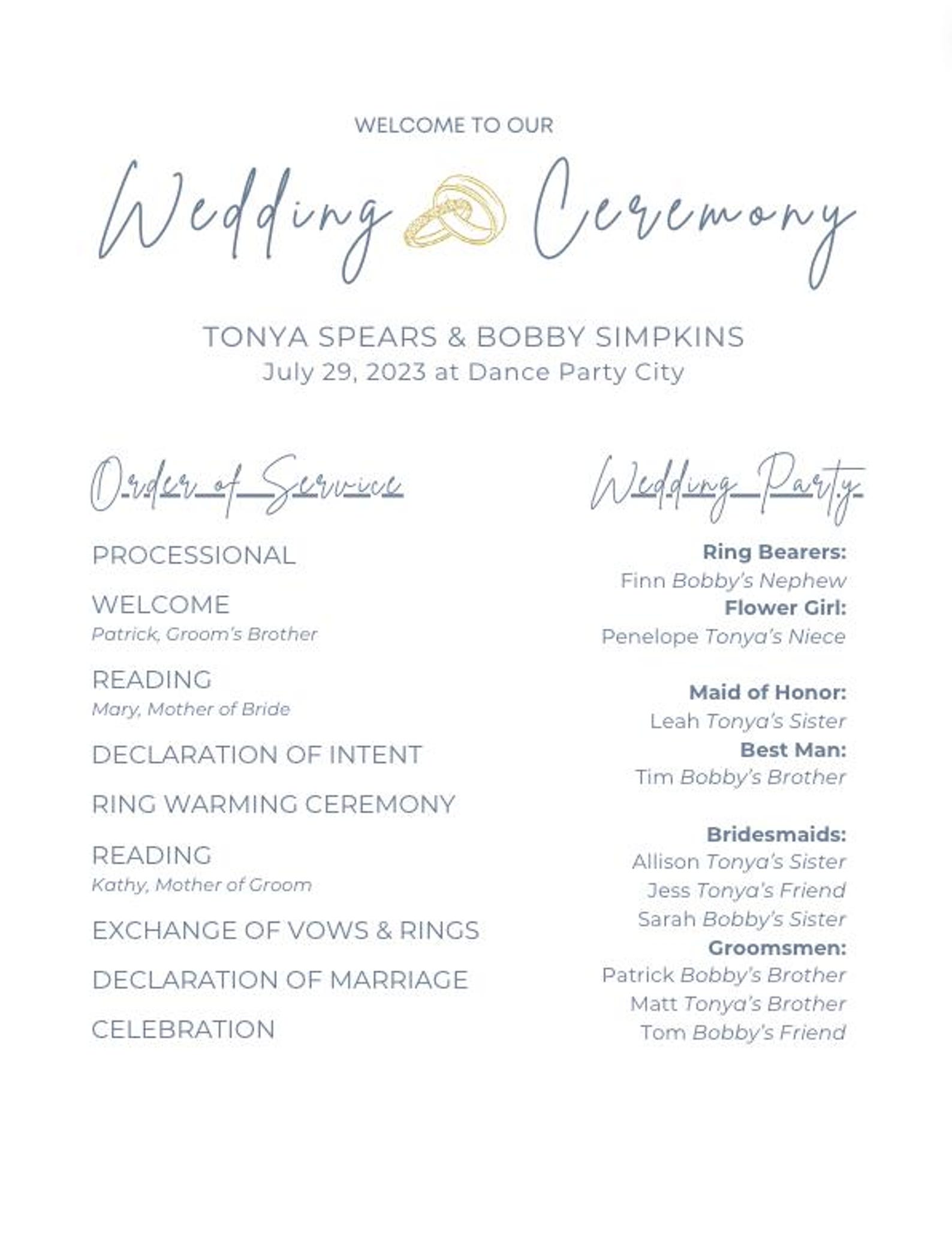 Editable Wedding Program, Template to Edit for Ceremony - Etsy