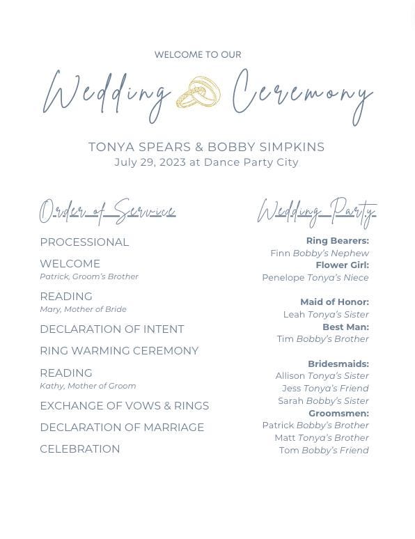 Editable Wedding Program, Template to Edit for Ceremony - Etsy