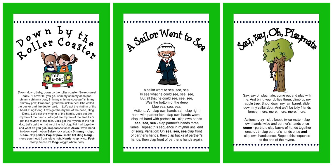 10 Hand-clapping Game Cards, Printable Instant Download! - Etsy Canada