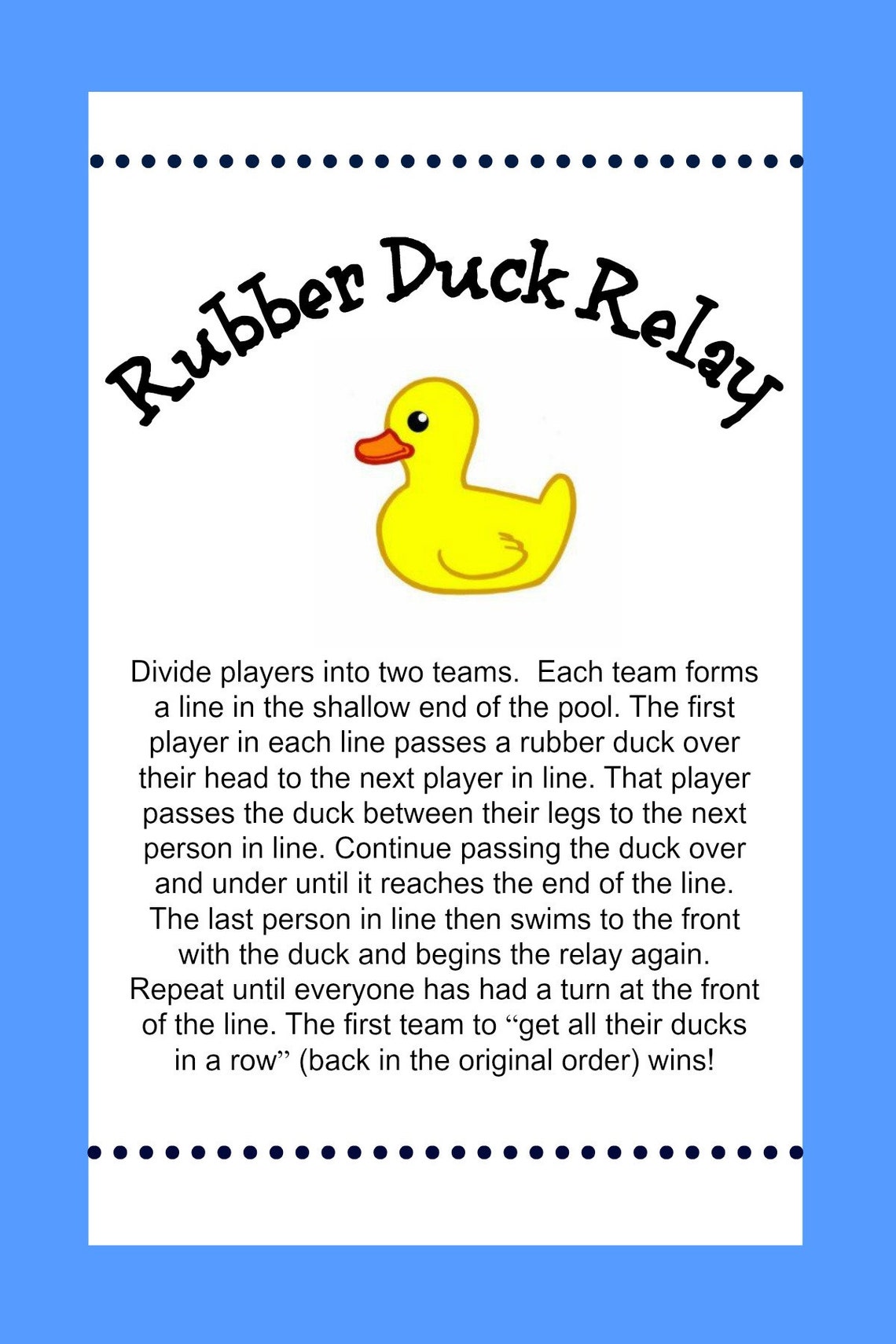 10 Swimming Pool Game Cards, Printable Instant Download - Etsy Australia