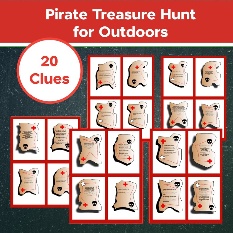 Pirate Treasure Hunt for Outdoors, 20 Clues, Instant Download Printable ...