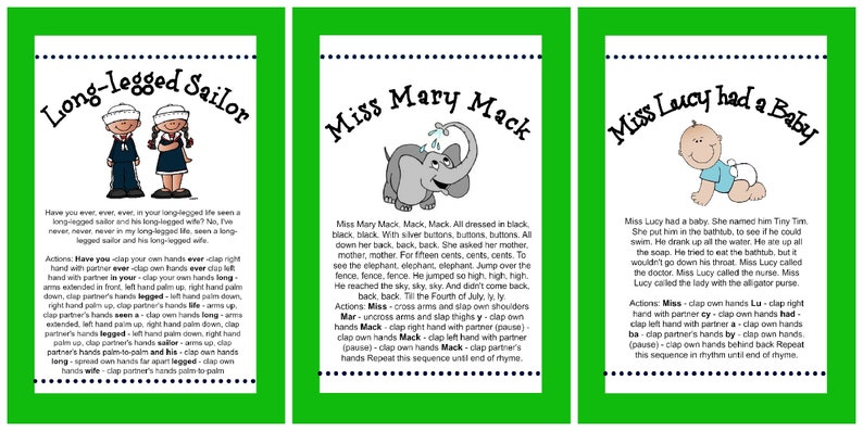 10 Hand-clapping Game Cards, Printable Instant Download! - Etsy