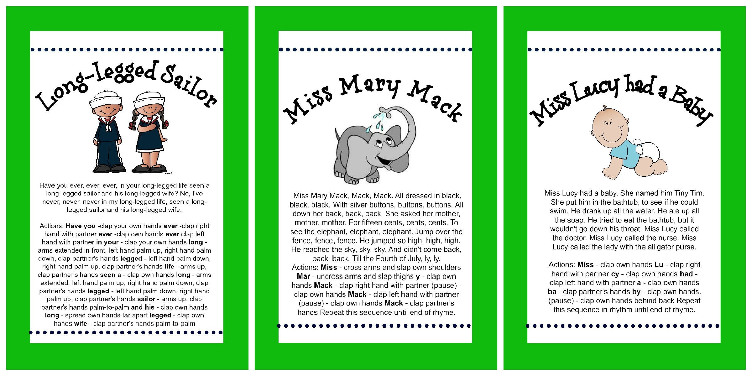 10 Hand-clapping Game Cards, Printable Instant Download! - Etsy